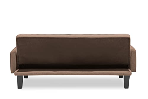 FULife 72" Convertible Loveseat Sofa Bed Sleeper Daybed,Modern Upholstered Folding Recliner,Small Futon Sofá,2 Seaters Couches with Two Pillows for Living Room/Office/Aparment/Place, Brown Fabric