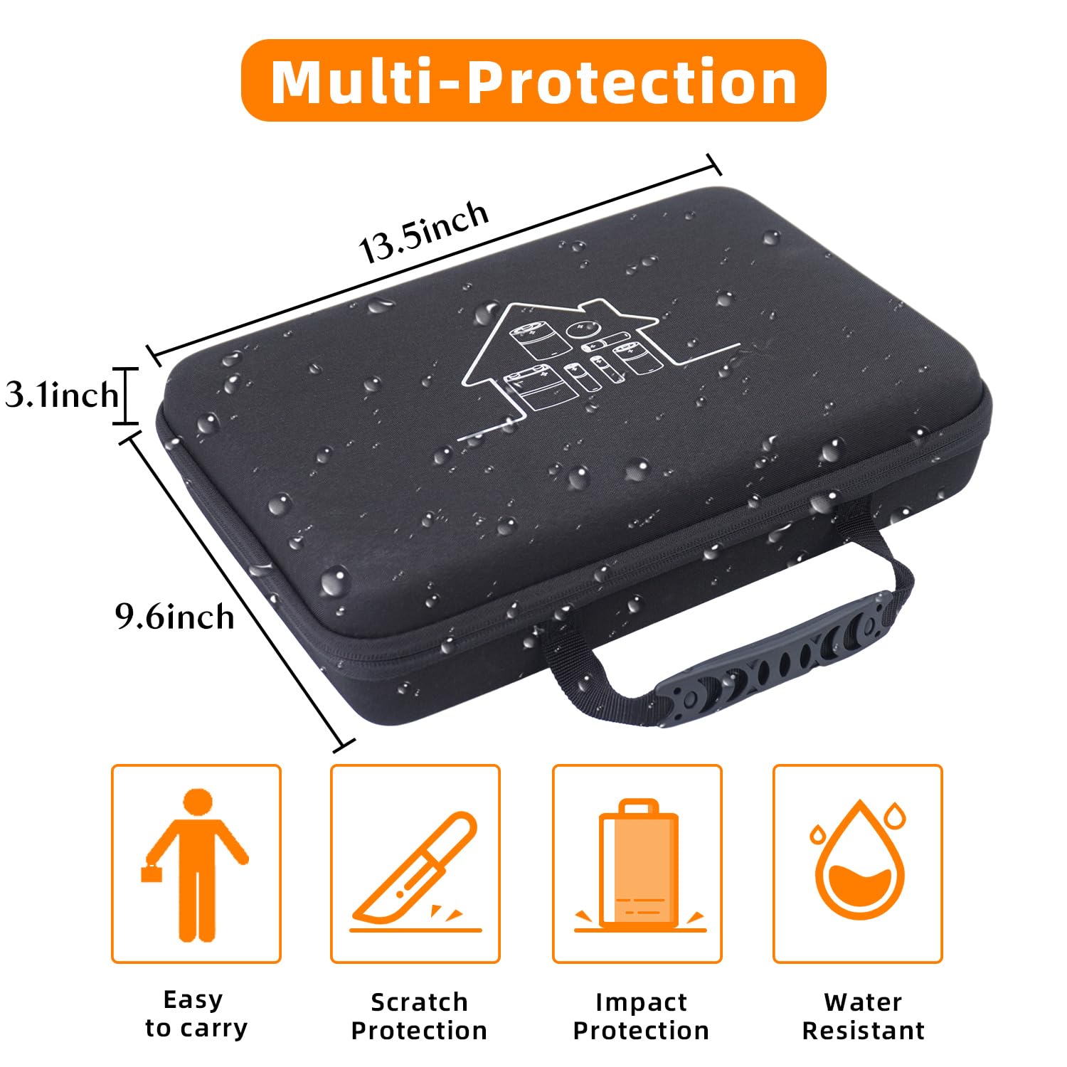 HESPLUS Battery Organizer Storage Case, Battery Box Holder Carrying Bag Holds 210+ AA AAA C D 9V 3V Lithium LR44 CR2 CR1632 CR2032 Coin Cell Battery with Battery Tester BT-168(CASE ONLY!) - Black