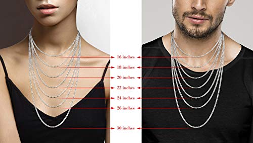 Miabella Solid 925 Sterling Silver Italian 3mm Diamond-Cut Solid Flat Mariner Link Chain Necklace for Women Men, Made in Italy (Length 18 Inches (Small))