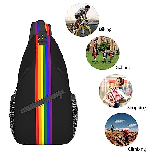 MANQINF LGBT Pride Flag Sling Backpack,Casual Crossbody Shoulder Backpack Adjustable Sling Bag Chest Daypack for Men Women