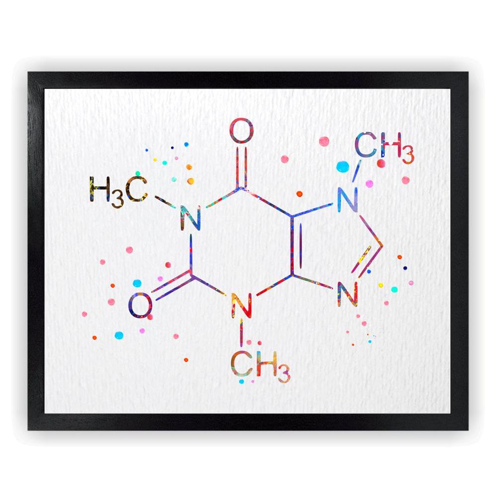 Dignovel Studios 8X10 Unframed Caffeine Molecule Chemical Symbol Watercolor Art Print Poster Housewarming Wall Giclee Office Home Decor DN536