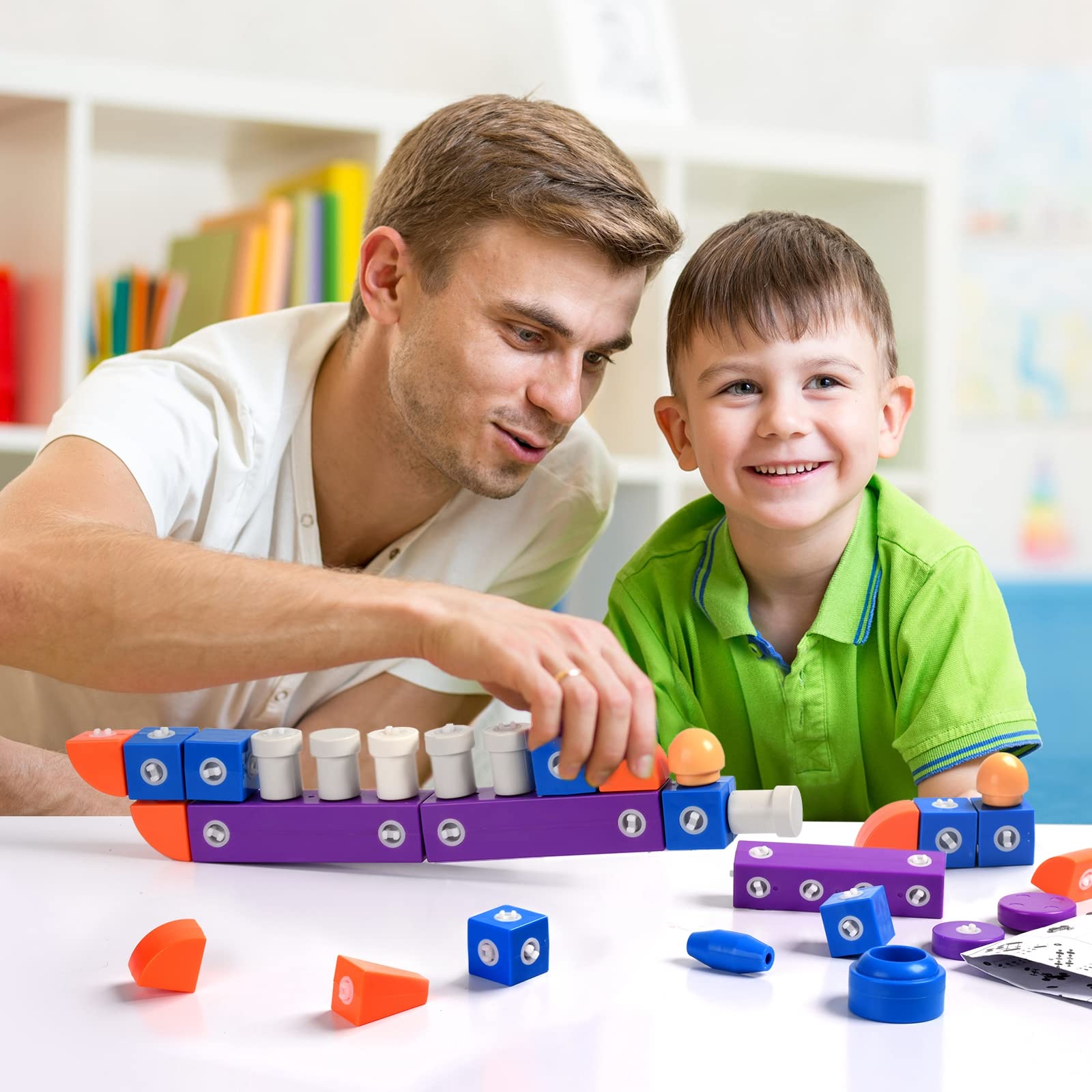 EPPO Building Blocks for Toddlers, STEM Building Toys for Kids Early Learning Educational Creative Construction DIY Toy Blocks (Traffic Version)