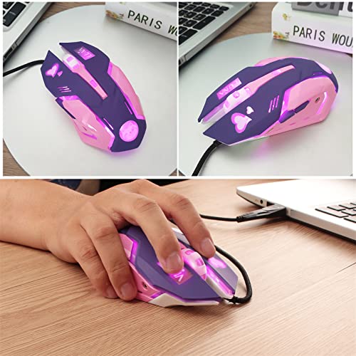 GreenPoster Computer Mice for Laptop Mouse Gaming Pointing Device Wired Silent Luminescent Cute photoelectric,Purple,135x70x40mm