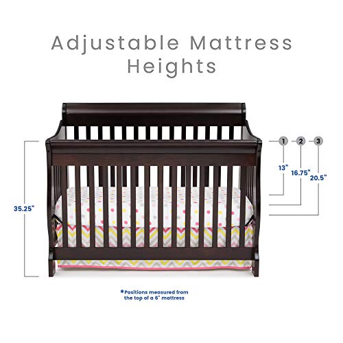 Delta Children Canton 4-in-1 Convertible Crib - Easy to Assemble, Dark Chocolate