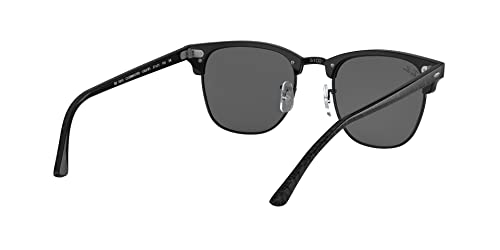 Ray-Ban RB3016 Clubmaster Square Sunglasses, Wrinkled Black On Black/Dark Grey, 49 mm