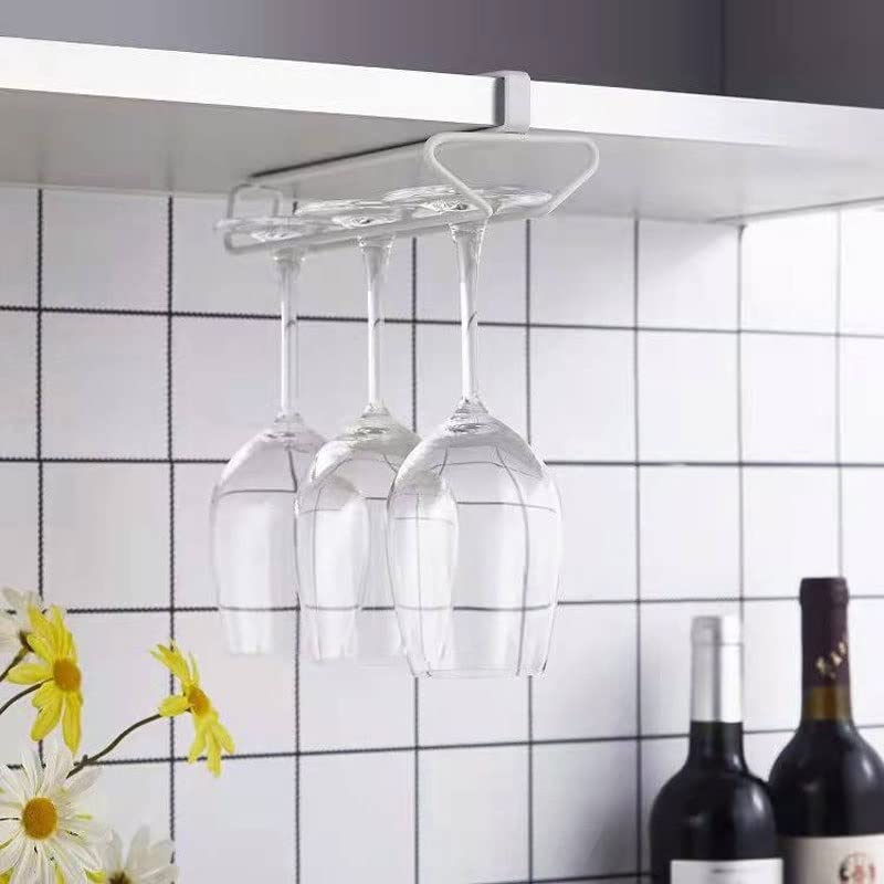 DHDM Stemware Inverted Storage Shelf Wine Glass Holder Hanging Iron Rack Champagne Goblet Cup Under Cupboard (Color : D)