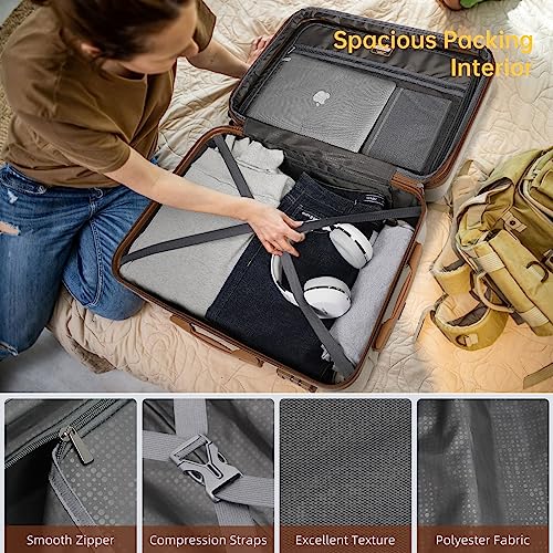 LARVENDER Luggage Sets 4 Piece, Expandable Luggage Hardside Suitcases Set with Double Spinner Wheels, Durable Lightweight Travel Luggage Sets Clearance with TSA Lock, Cream White (18/20/24/28)"