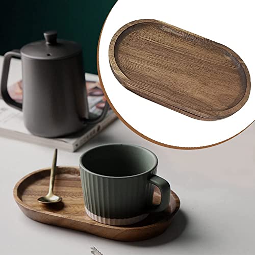 PTGVCTA 3 Pcs Oval Wood Tray for Food Holder/BBQ,Cheese, Sushi, Holiday Snacks,Wood Serving Plate,Tea Serving Tray,Cup Coaster,Flower Plant Succulent Tray, Coaster,Cake,Succulent (Acacia Wood)…