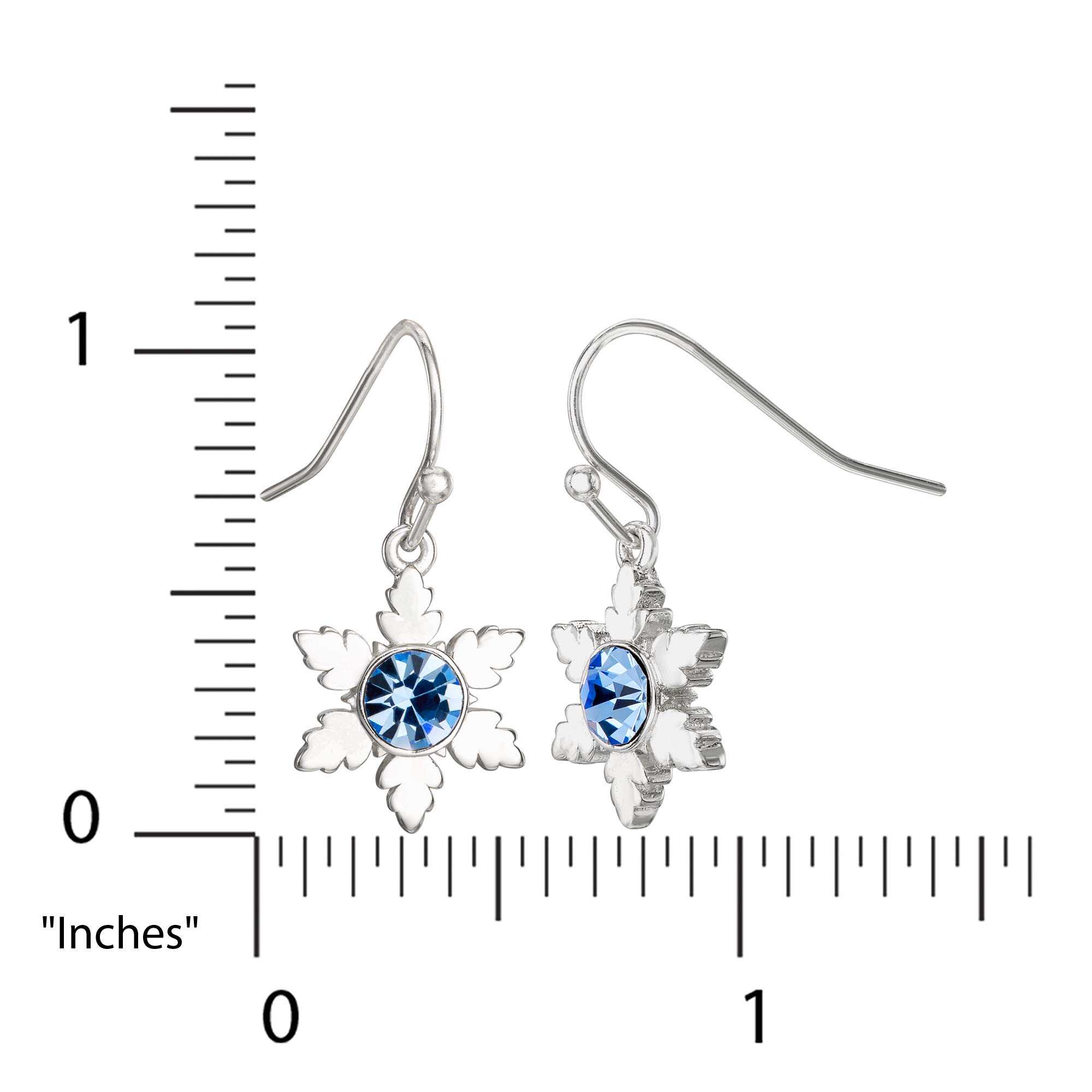 Disney Frozen 2 Fine Silver Plated Blue Crystal Snowflake Dangle Earrings