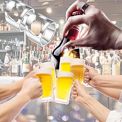 HUASAI Bottle Opener Ring for Men Bar Versatile Stainless Steel Ring for Party(Bottle Opener Ring 6)