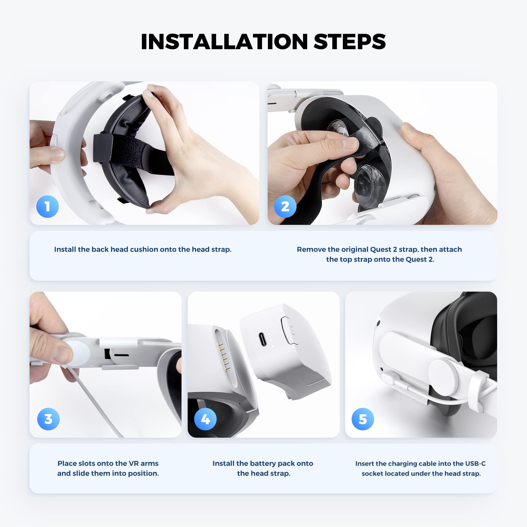 Gamulus Head Strap with Dual Battery Packs 10800mAh Total for Oculus/Meta Quest 2, RGB Fast Magnetic Charging Dock, Elite Strap Battery Replacment for Enhanced Comfort, Ergonomic Design