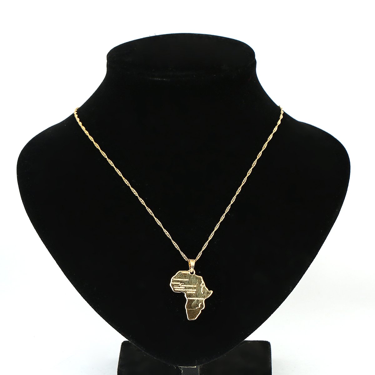 Crystal Africa Map Pendant Necklace Women 24K Gold African Map Hiphop Item Wholesale Pendant (Gold Map Pendant)