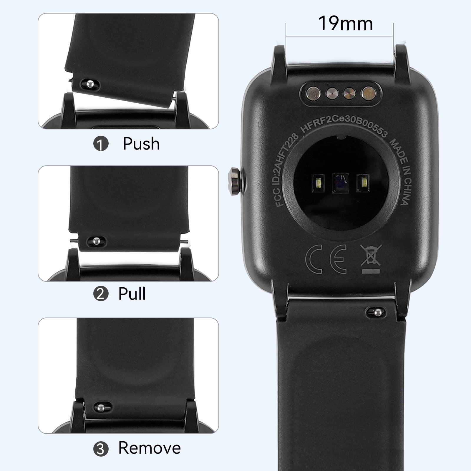 HAFURY Android Smart Watch with Watch Band 19mm, Activity Fitness Tracker for Men, Smartwatch & Band, Black