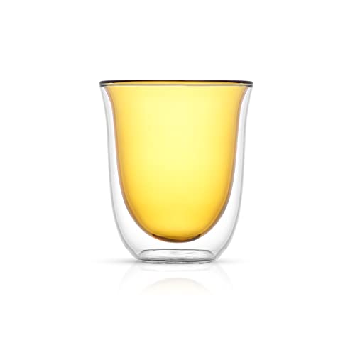 JoyJolt Glass Thermal Glass β 4pcs Borosilicate Glass Cup Set - Double Wall Glass Latte Mug - Ice Coffee Glass Cups for Hot and Cold Drinks β Durable and Dishwasher-Safe Glass Cup Double Wall β 8.4oz