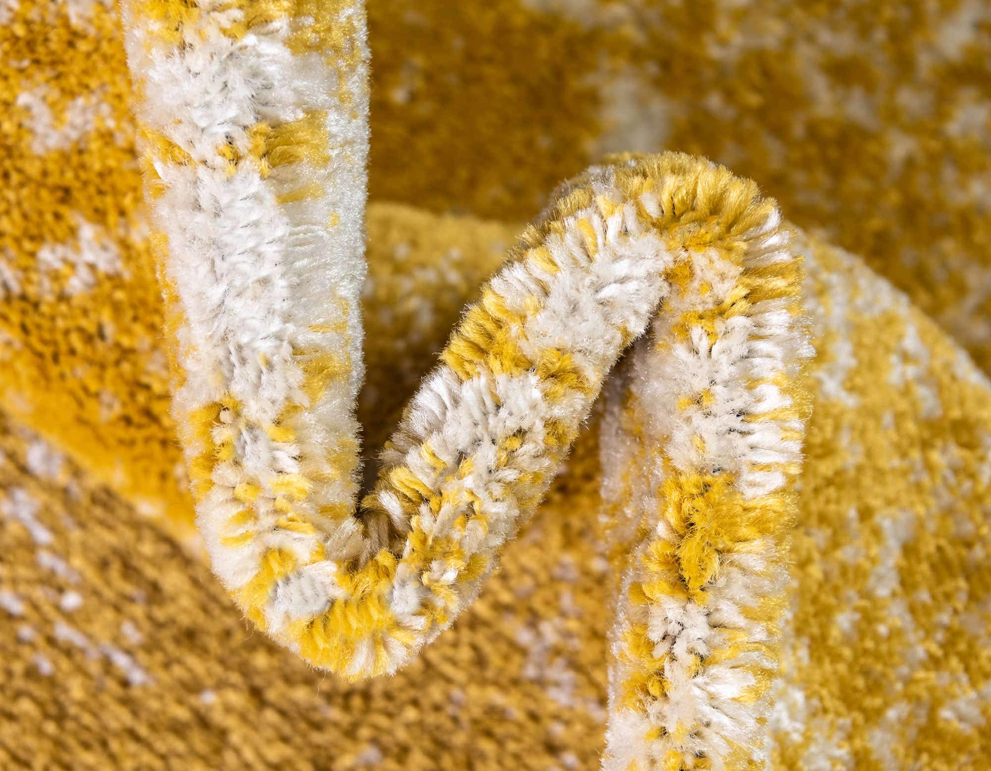 Unique Loom Bromley Collection Area Rug - Wells (96" Round, Yellow/ Ivory)