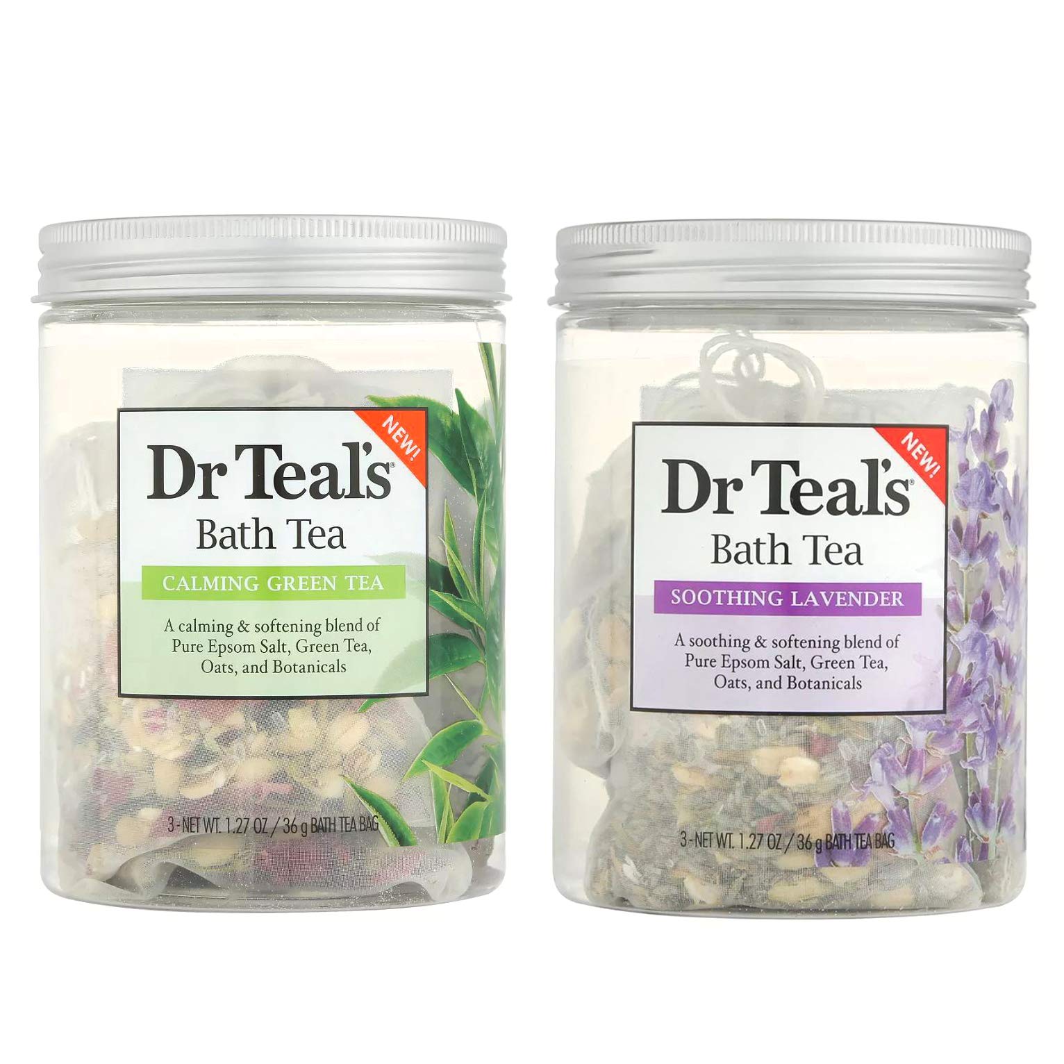 Dr. Teal's Soothing Green Tea and Calming Lavender Bath Soaks Variety Pack of 2-6 oz Total