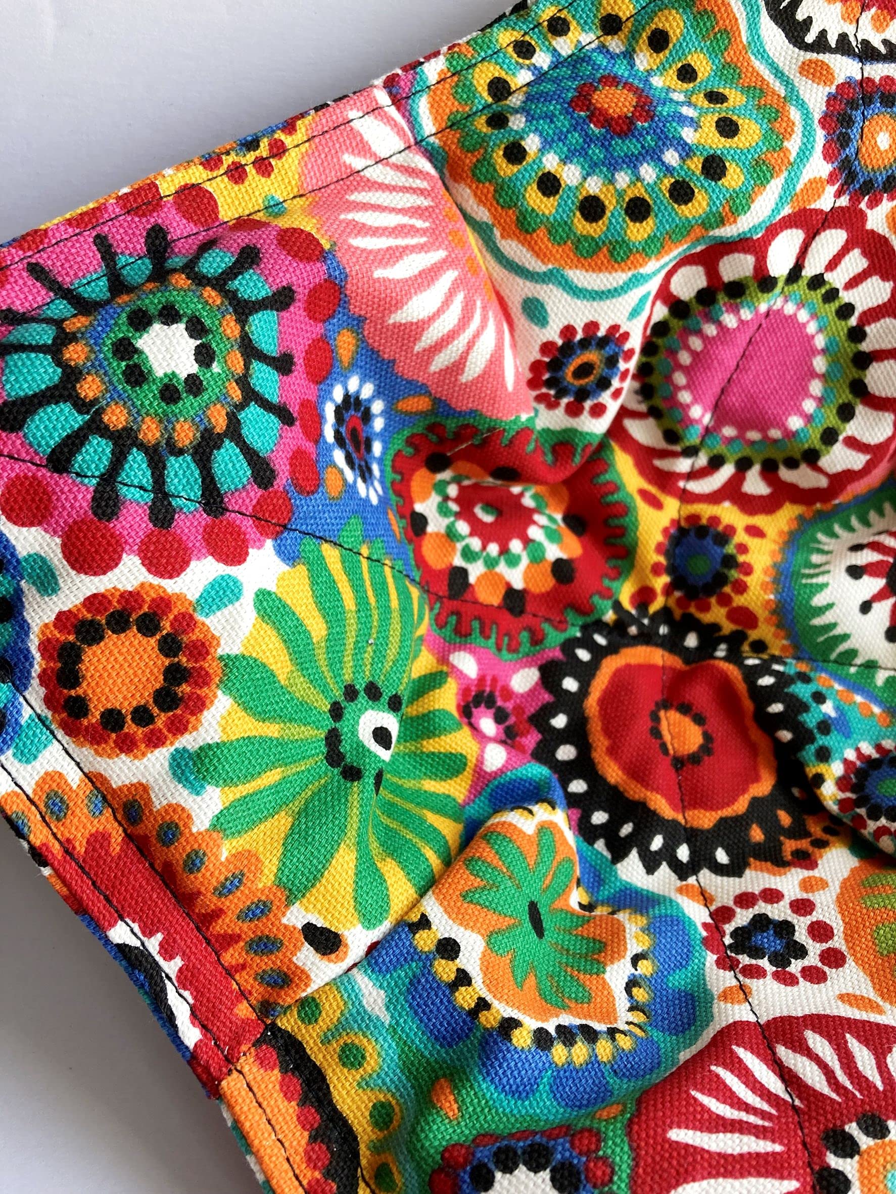 Fun Novelty Print Microwave Bowl Cozy - 8.5 inches for up to 8 inch bowls - Homemade in Texas, USA (Fiesta - Multi)