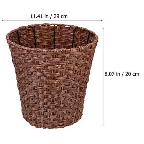 Zerodeko Wicker Laundry Hamper Round Rattan Woven Laundry Basket Dirty Clothes Hamper Decorative Wastepaper Storage Basket for Laundry Room Bathroom Bedroom Coffee