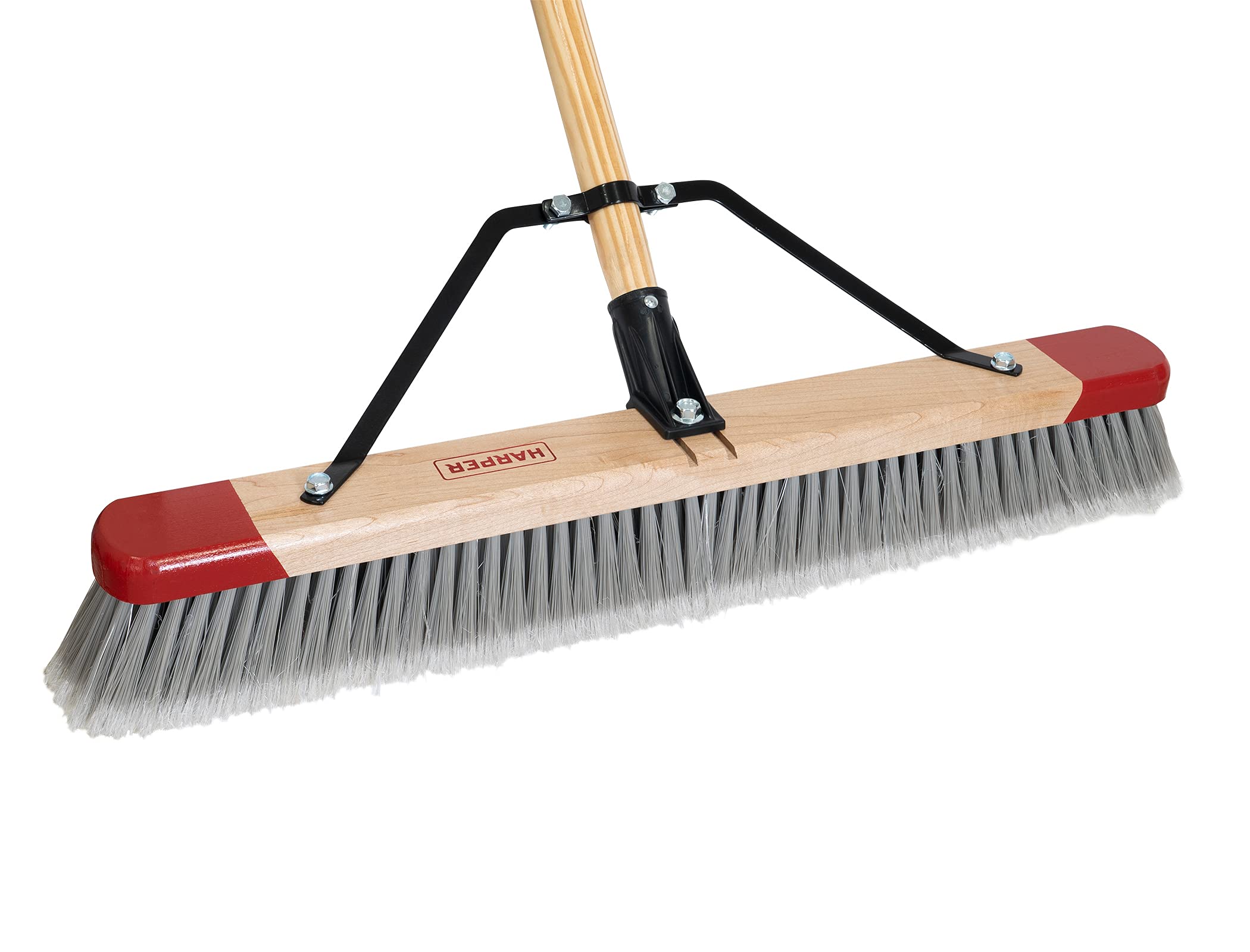 Harper 20201014 24 in. Premium Indoor Smooth-Surface Push Broom with Flagged Bristles, Gray