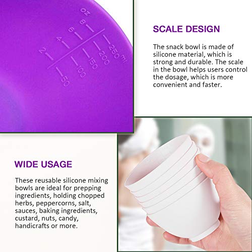 Goalfly 12 Pcs Silicone Mixing Bowls Set, Size 0.14, 0.27, 0.49 QT, Flexible Silicone Bowls for Kitchen, Non Stick Silicone Bowls for Melting Chocolate, Icing, Cooking, Prepping Food