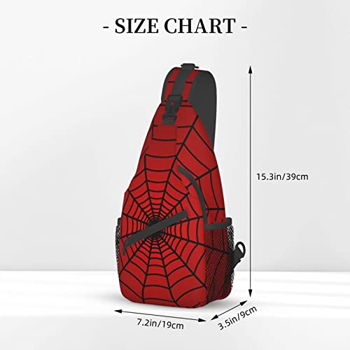 Red Spider Web Sling Bag Crossbody Travel Hiking Backpack Daypack for Women Men Unisex,Shoulder Chest Bags Cycling Gym One Size