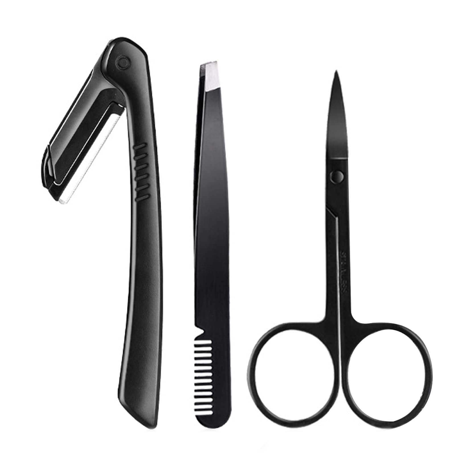 Jawflew Eyebrow Razor, 3 in 1 Eyebrow Kit, Eyebrow Trimmers Set for Women and Men, Including Brow Razors Trimmer, Eyebrow Comb, Eyebrow Scissors