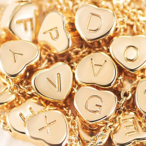 Tiny Gold Initial Heart Necklace-14K Gold Filled Handmade Dainty Personalized Letter Choker Gift for Women Necklace Jewelry