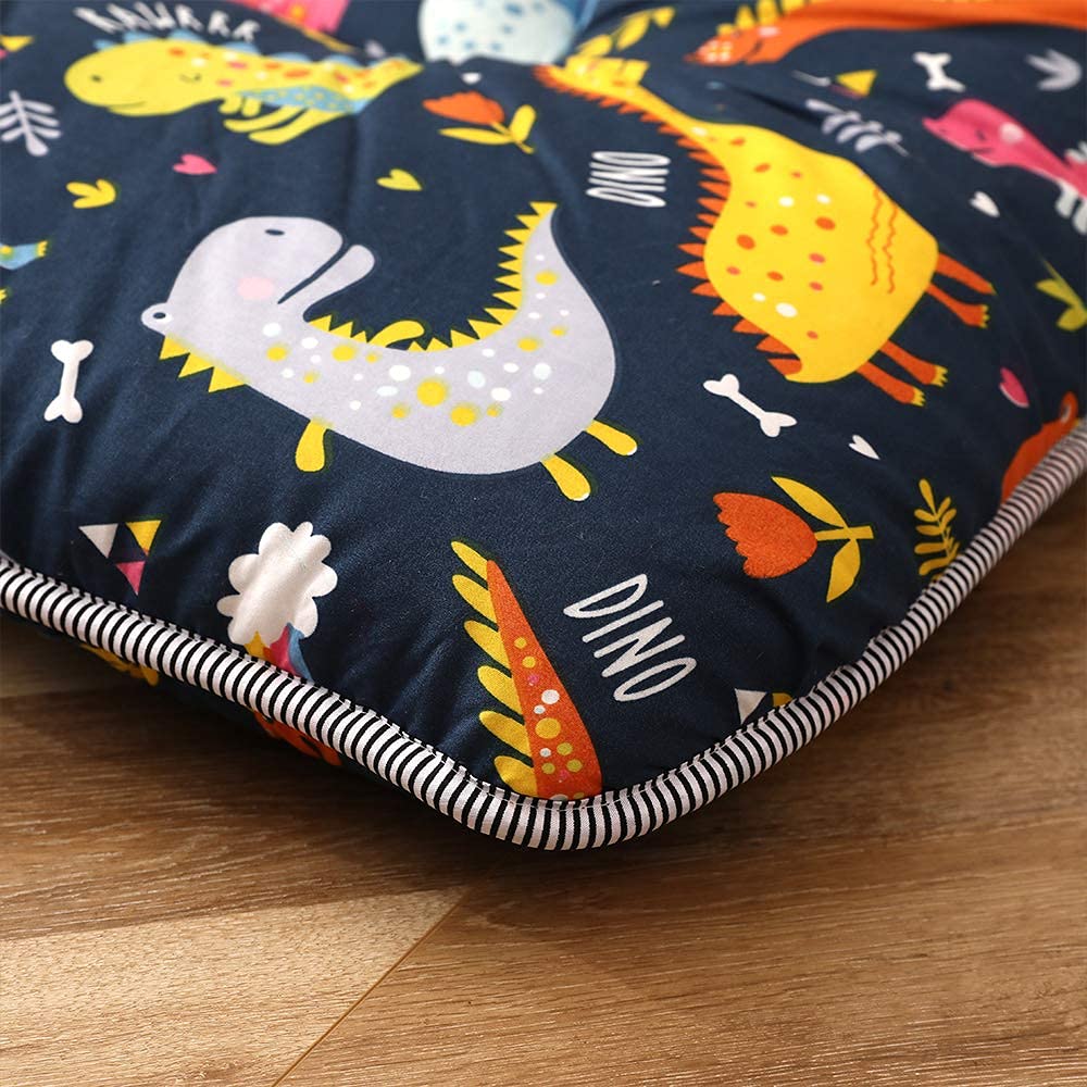 Dinosaur Japanese Floor Futon Mattress for Boys Girls, Thicken Tatami Mat Sleeping Pad Foldable Bed Roll Up Mattress Floor Lounger Bed Couches and Sofas for Kids Queen Size