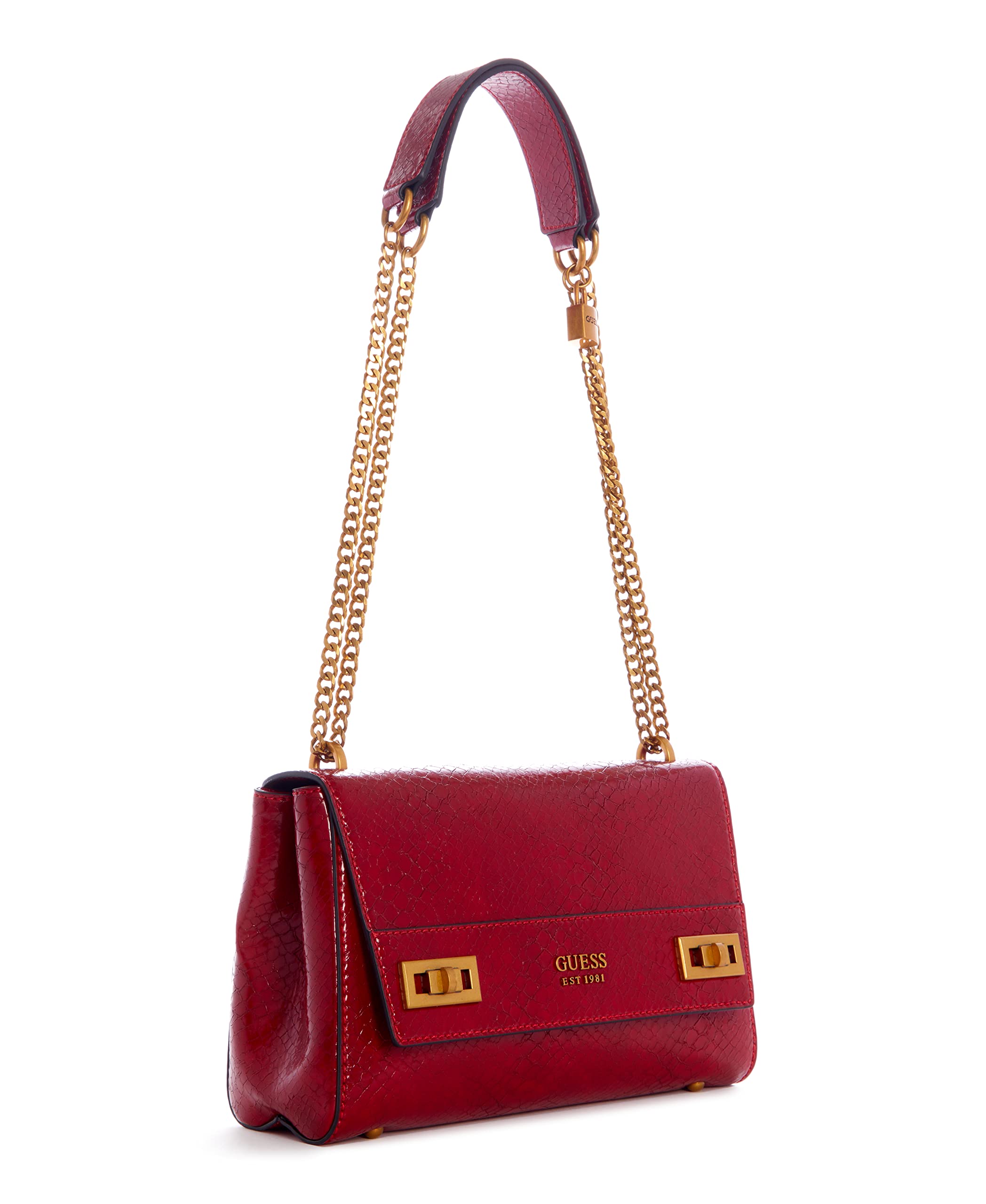 GUESS Womens Katey Shoulder Bag Flap, Red, One Size US