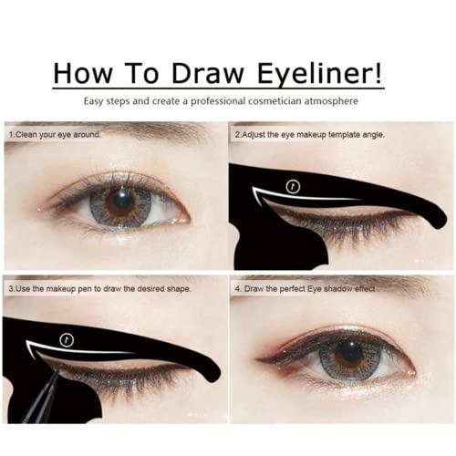 Eyeliner Tool Template,Eyeliner Makeup Aid Tool,10 in 1 Eyelash, Eyeshadow, Eyeliner Applicator Guide Tool for Makeup,Easy to Use, Suitable for Beginners