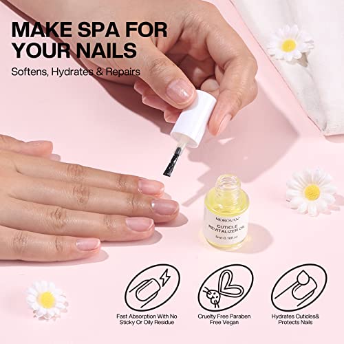 Morovan Gel Polish Remover Kit - Gel Nail Polish Remover Set with Latex Tape Peel Off Liquid with Cuticle Pusher Peeler Cuticle Oil Nail File Cleaner Quick & Easy No Need for Foil Soaking Or Wrapping
