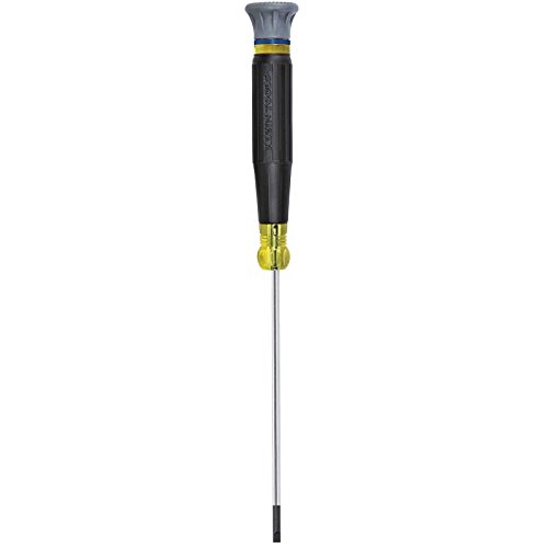Klein Tools 614-4 Flat Screwdriver, Precision Electronics Screwdriver, 1/8-Inch Cabinet Tip, 4-Inch Shank