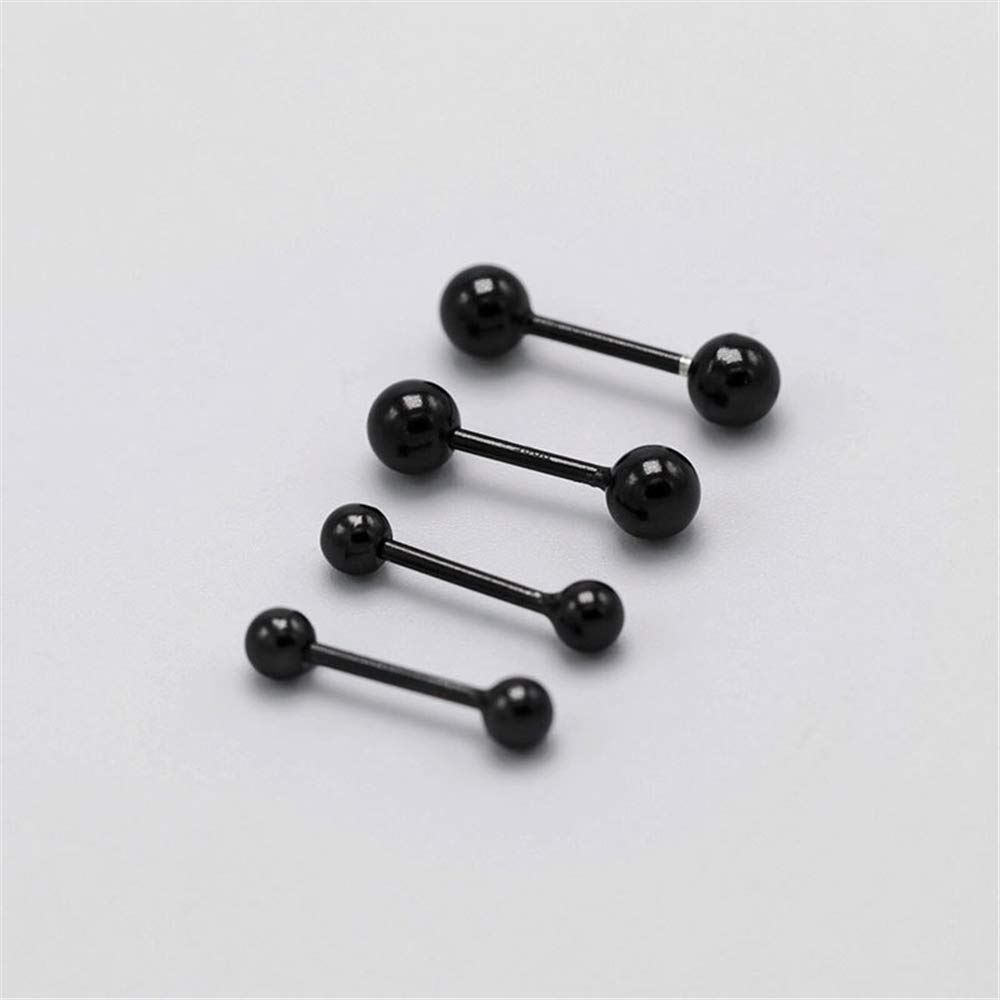 Dtja 20G Tiny Small Black Ball Stud Barbell Earrings for Women Men S925 Sterling Silver Hypoallergenic Ear Piercing Cartilage Screw Tragus Post Fashion Personalized Punk Jewelry (3mm)