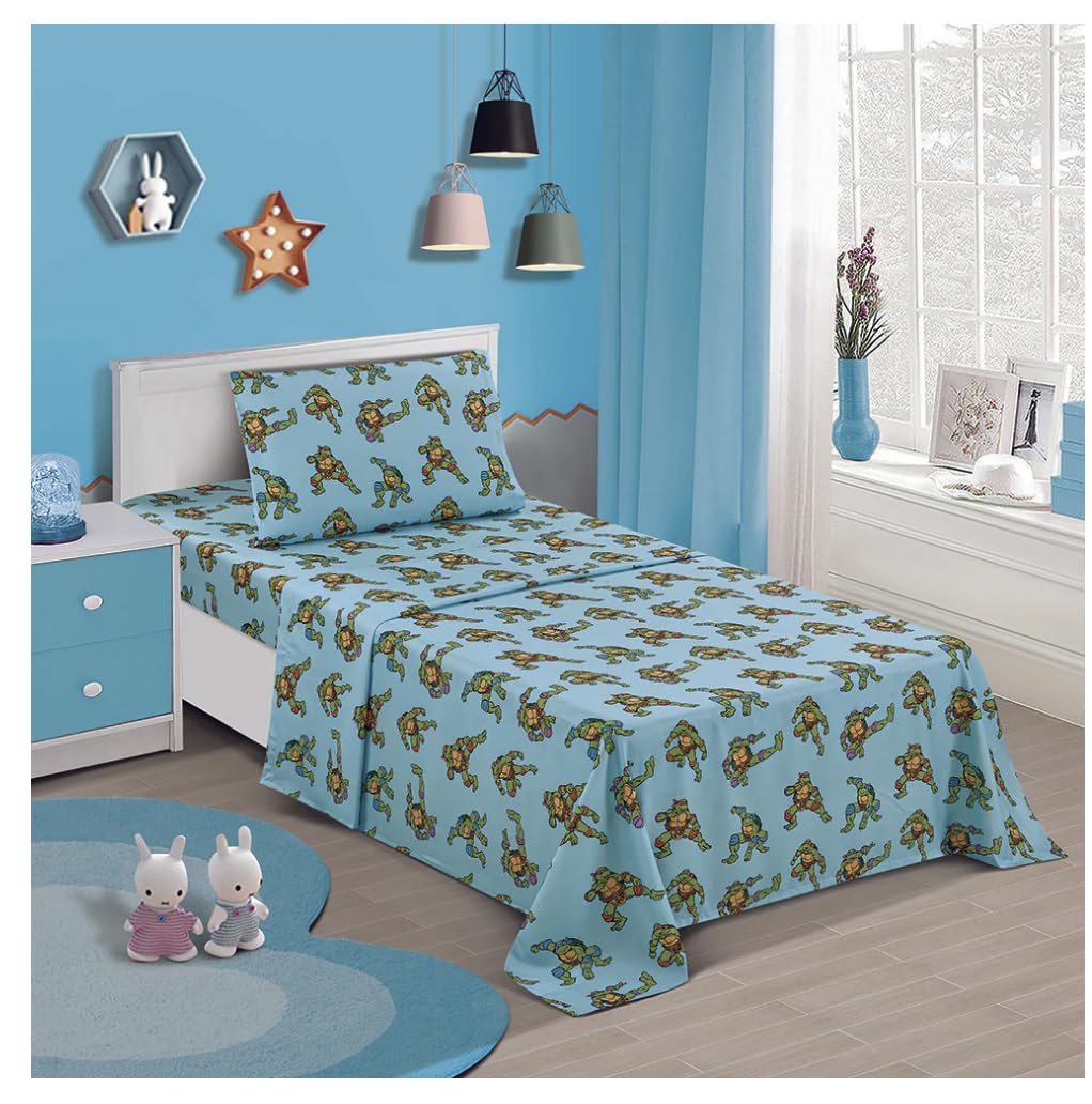 Jay Franco Twin Size Sheet Set 3 Pieces Kids Set (TMNT Ninja Turtles), Pink, Black
