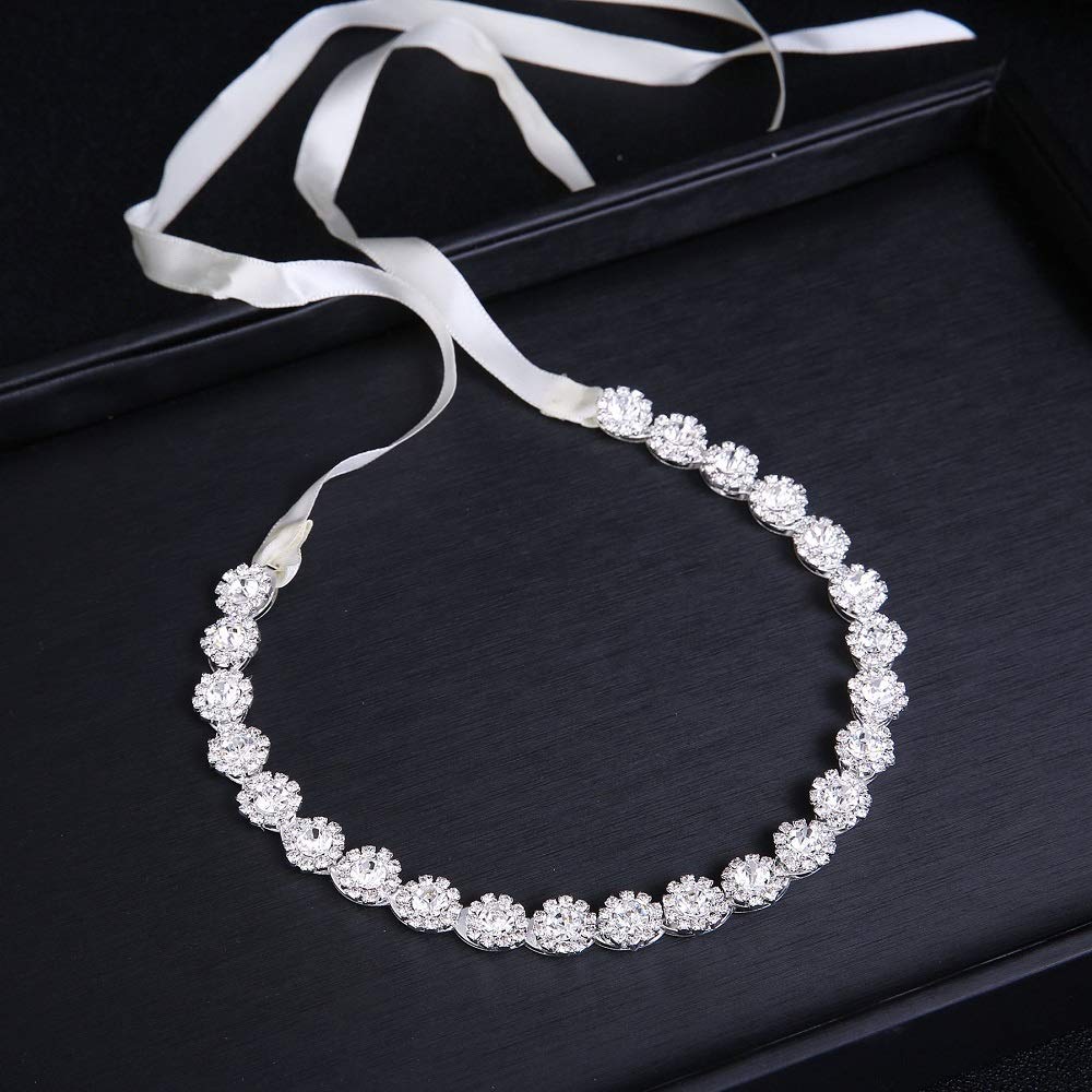 Crystal Wedding Headband Bridal Headpiece Hair Jewelry for Brides and Bridesmaids Silver