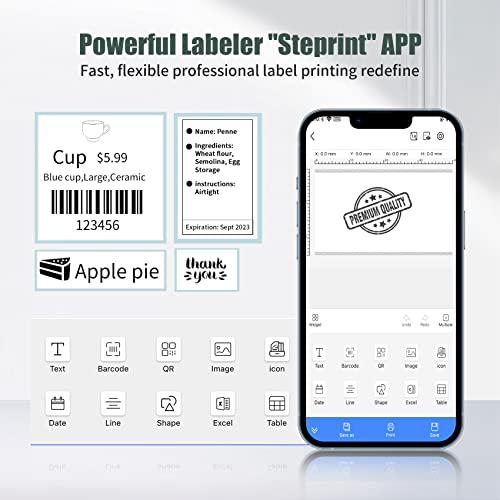 MORTENTR Label Makers, Portable Bluetooth Thermal Label Printer for Barcode Name Address Clothing Jewelry Retail Small Business Home Office, Compatible with Android & iOS, with 1.96x1.18 inch Label