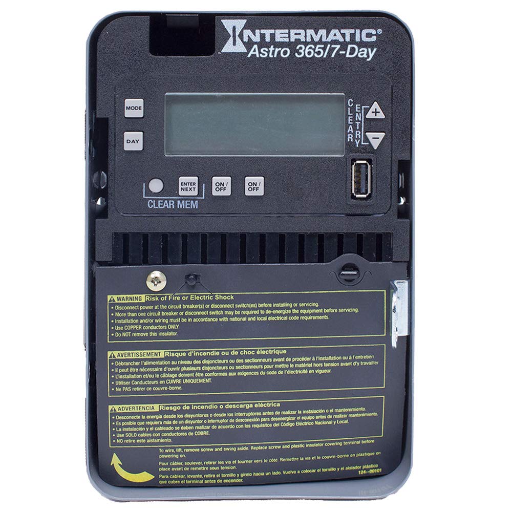 Intermatic ET2825C Astronomic 7-Day/365 Day Electronic Control - Efficient 100-Hour Supercapacitor - Versatile 96 Set Points, Holiday Blocks, Configurable Outputs