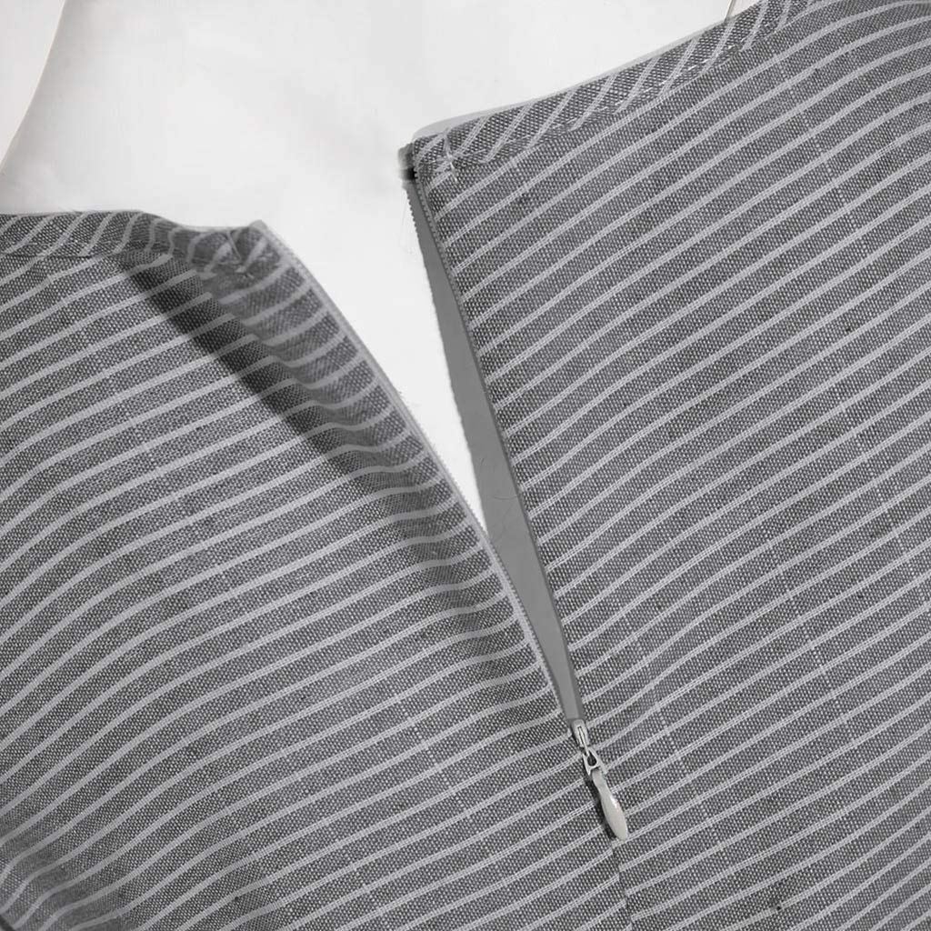 Dresses for Women Sleeveless Stripe Casual Loose Linen Maxi Dress with Pockets (XL, Black)