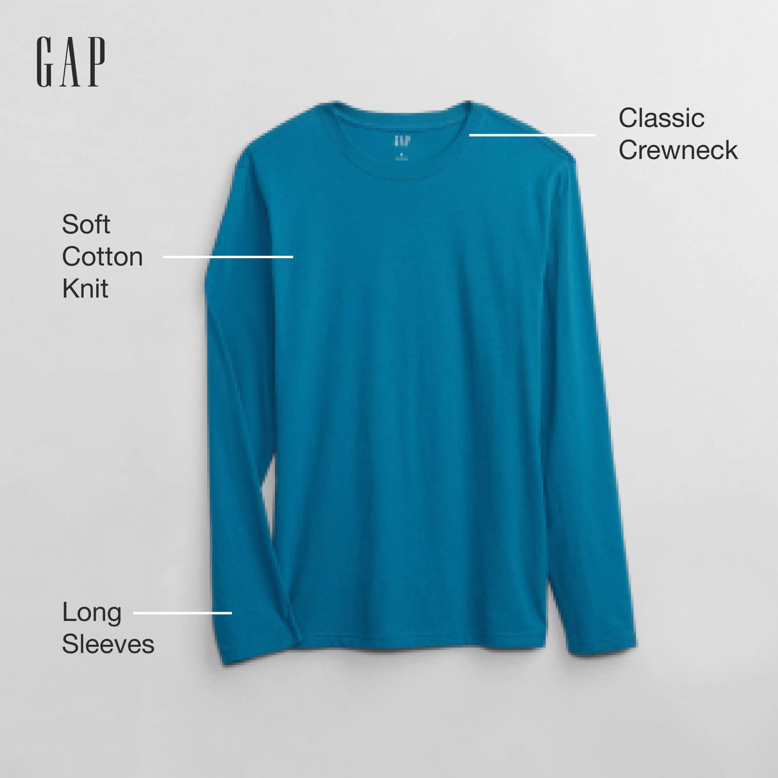 GAP Mens Everyday Soft Long Sleeve T-Shirt Shirt, Crystal Blue Dusk, Medium US