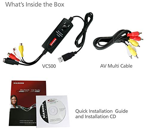 Diamond Multimedia VC500 One Touch VHS to Digital File, DVD Converter with Easy to use Software, Convert, Edit and Save For Win7,8,10,11