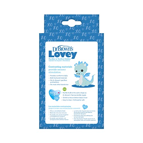 Dr. Brown's Baby Lovey Pacifier and Teether Holder, Dragon with Ecru HappyPaci, 100% Silicone, 0-6m