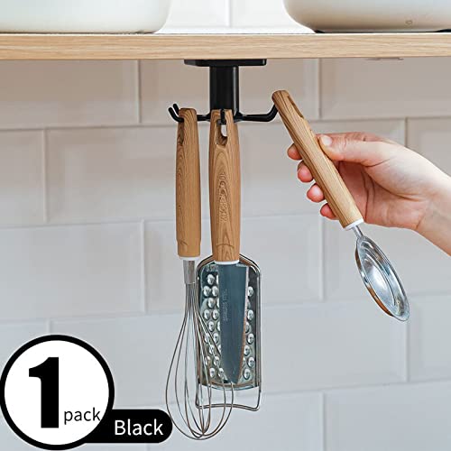 GOOFFY Door Metal Hooks for Hanging 360 Degrees Rotated Kitchen Hooks Self Adhesive 6 Hooks Home Wall Door Hook Handbag Clothes Ties Bag Hanger Hanging Rack Hanger