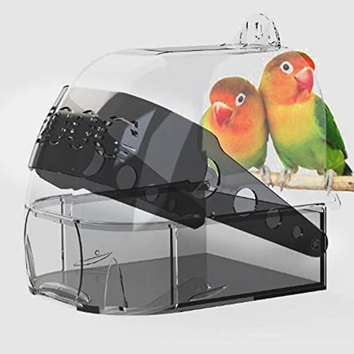 KLKCMS Bird Hanging Cage Feeder Bathing Tub for Parrots Pet Canary Accessories