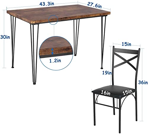 VECELO Room Table Chairs Ideal for Home Kitchen Dinette Breakfast Nook, Dining Set for 4, Black
