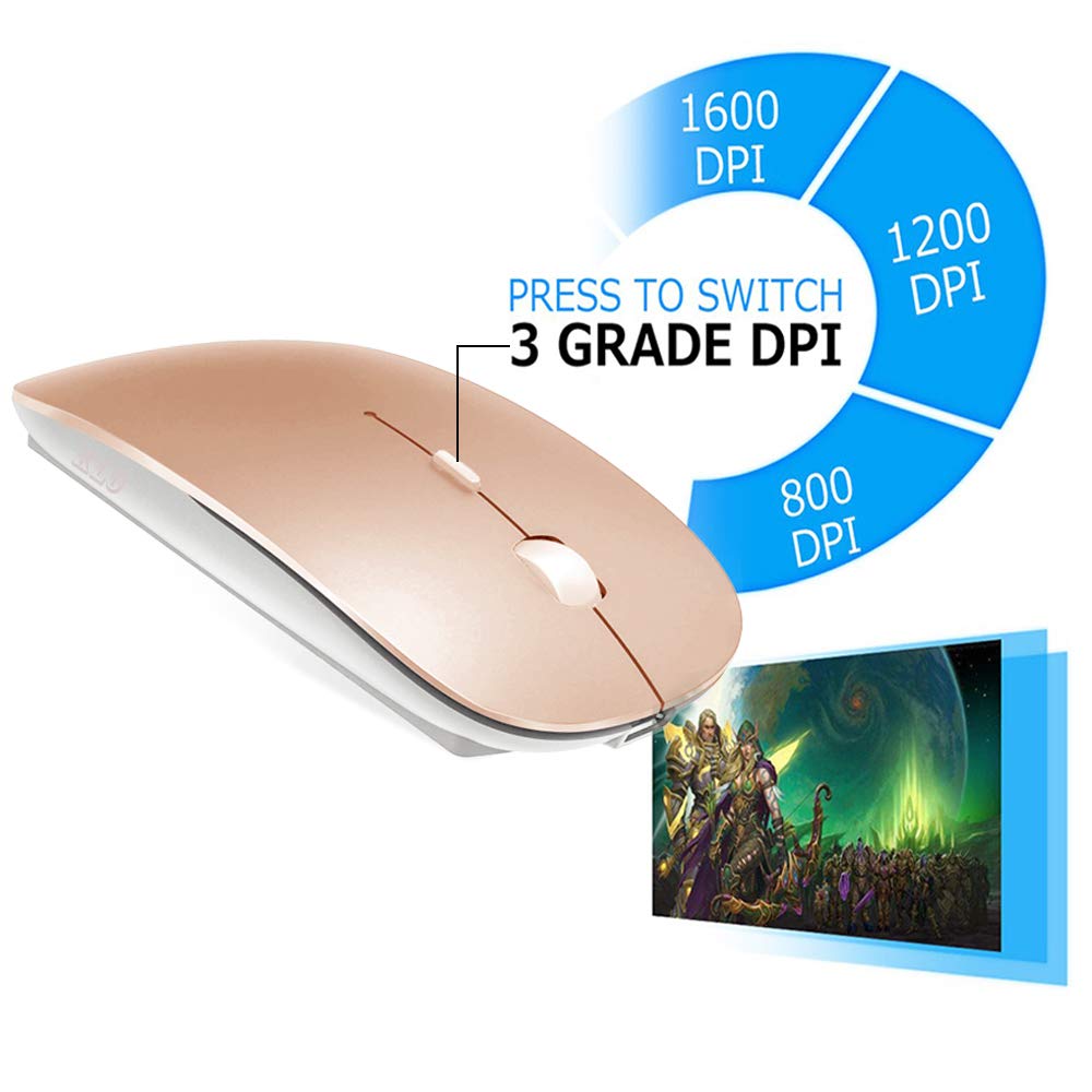 KLO Bluetooth Mouse for MacBook/MacBook air/Pro/iPad, Wireless Mouse for Laptop/Notebook/pc/iPad/Chromebook (BT/B Rose Gold)