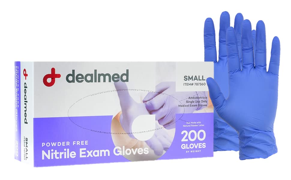 Dealmed Medical Exam Gloves â 200 Count Small Nitrile Gloves, Disposable Gloves, Non-Irritating Latex Free Gloves, Multi-Purpose Use Medical Gloves for a First Aid Kit and Medical Facilities