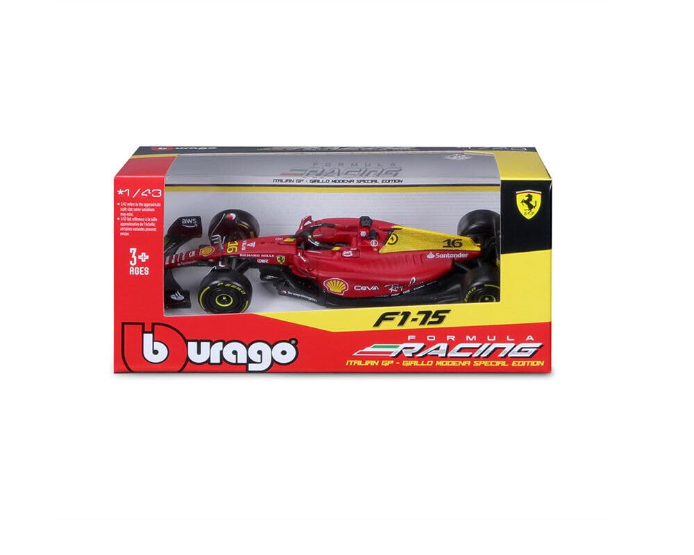 F1-75#16 Charles Leclerc Giallo Modena 2nd Place Formula One F1 Italian GP (2022) "Formula Racing Series 1/43 Diecast Model Car by Bburago 36832CLMZ
