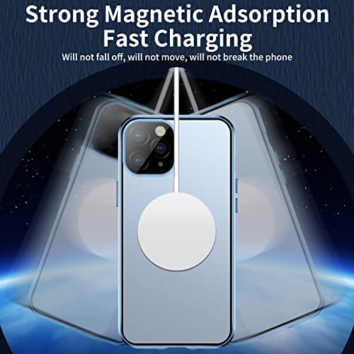 Jonwelsy Case for iPhone 13 Pro Max, Compatible with Magsafe 360 Degree Full Body Protection Case Magnetic Attraction Metal Bumper+Front Glass+PC Back Cover for iPhone 13 Pro Max (6.7 inch) (Blue)