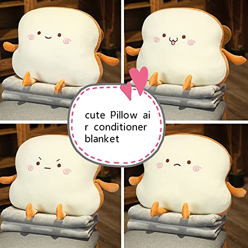 Toast Bread Pillow Dual-use Three-in-one Pillow Blanket Toast Sofa Cushion Home Decoration (Smile)