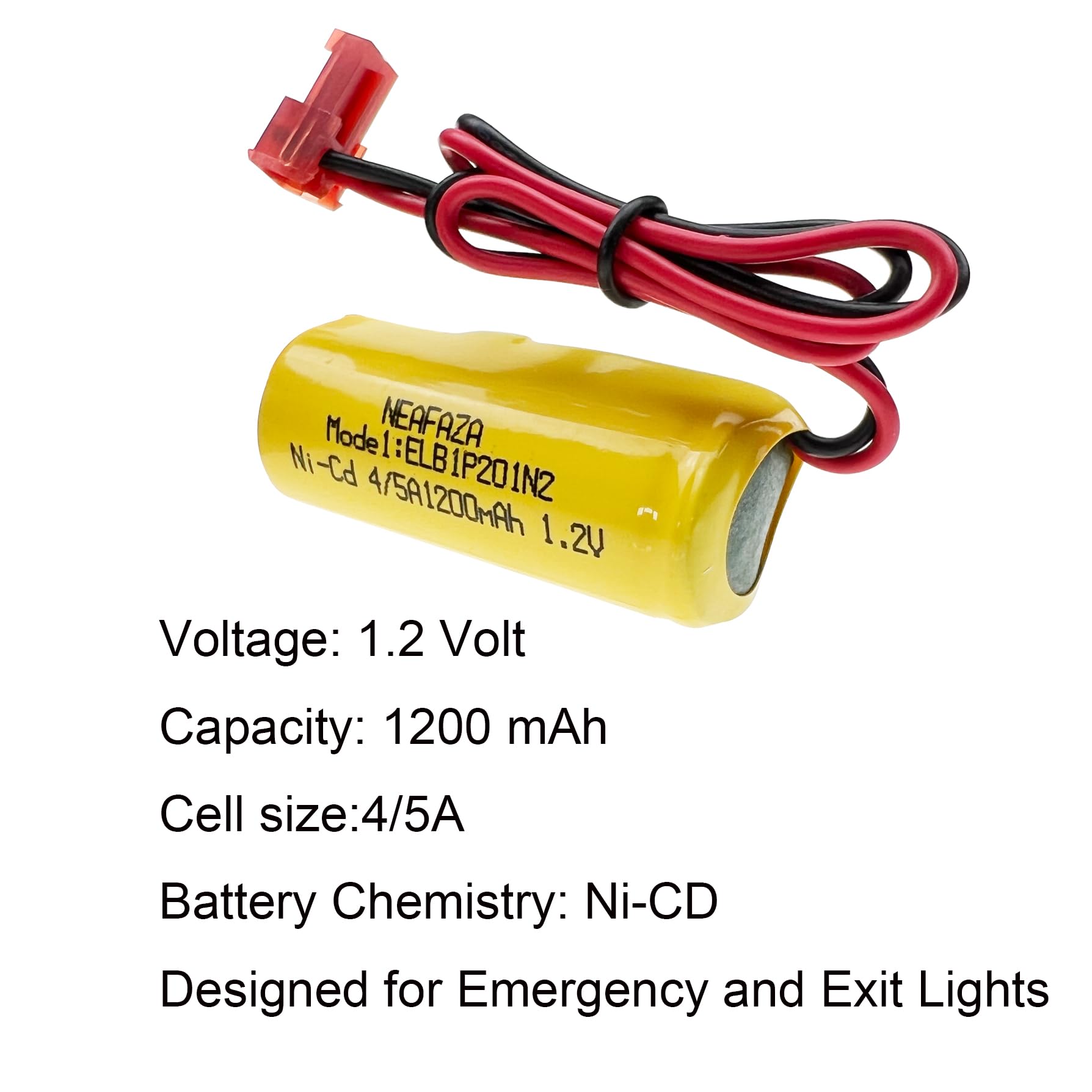 NEAFAZA ELB1P201N2 ELB1P201N Emergency Light Battery 1.2V 1200mAh Ni-CD Compatible with Lithonia ELB1P201NB ELB1P2901N ANIC1493 1009S00-MZ ELB0320 Grainger 4WT20 OSA212 NIC1169 EBE-33 (2 Pack)